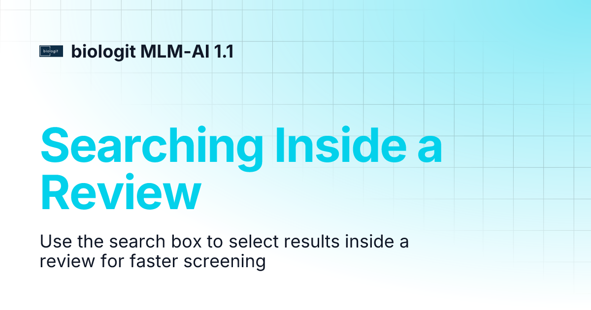 Searching Inside a Review | biologit MLM-AI 1.1